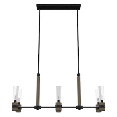 Hunter River Mill 6-Light Rustic Linear Chandelier - Island, Dining ...
