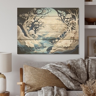DESIGN ART "White And Blue River Collage" Forest River Wood Wall Decor ...
