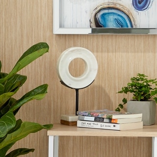 CosmoLiving by Cosmopolitan White Marble Circle Geometric Decorative ...