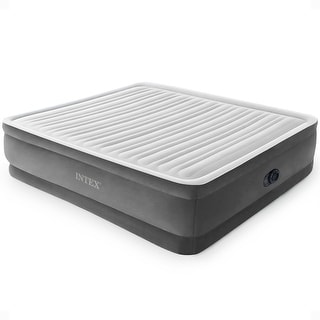 Intex 18" Inflatable Elevated Premium Comfort Airbed with Built-In Pump ...