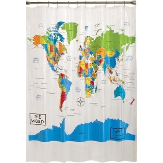 The World Shower Curtain, Multi 70"x72", Global Map Design - Bed Bath ...
