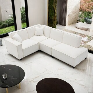 Modern Minimalist Style Sectional Sofa ,L-shaped Couch Set 5-seat Couch with 2 Pillows - Bed ...