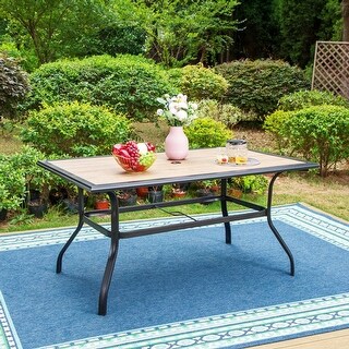 Outdoor Dining Table E-coating Metal Frame and Rectangular PVC Table ...