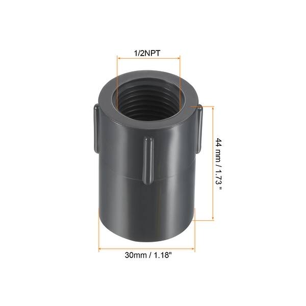 3Pcs PVC Pipe Fitting 1/2NPT Female Thread 1/2" Socket Connector Gray ...
