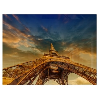 Dramatic Sky above Paris Eiffel Tower in Paris - Cityscape Glossy Metal ...