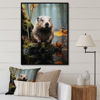 Designart "Beaver Animal" Animals Beaver Framed Wall Art Living Room ...