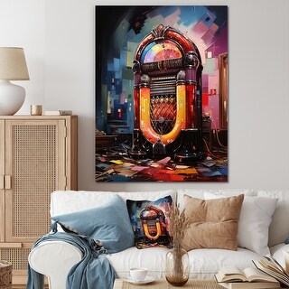 Designart "Jukeboxe Groove Gallery Pointillism" Jukeboxes Wall Art ...