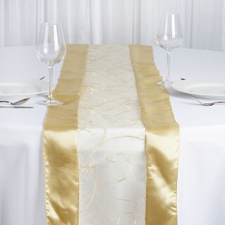 24 Pcs Embroidered Organza Satin Edge Borders 14" x 108" Champagne - 14 ...