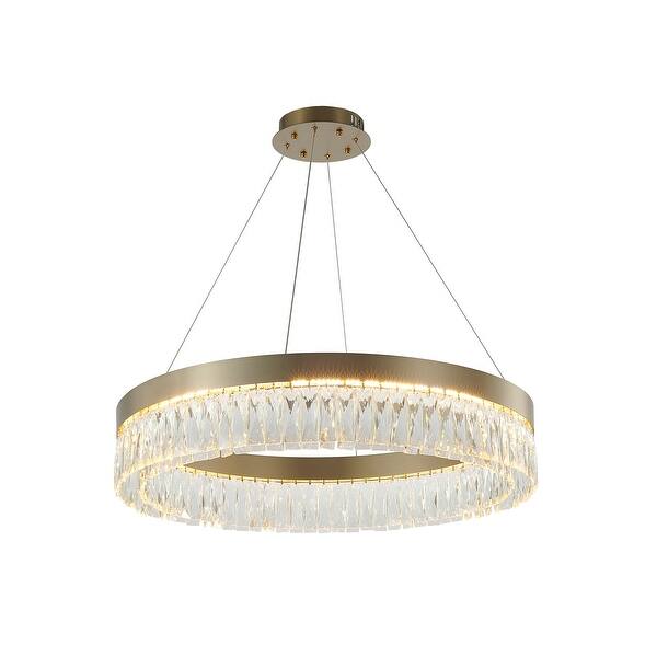 1-Light Chrome LED Chandelier With Crystal Accents - Bed Bath & Beyond - 37177795