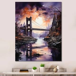 Designart "Coral Bridge Luminous Crossing II" Bridges Canvas Art Print ...