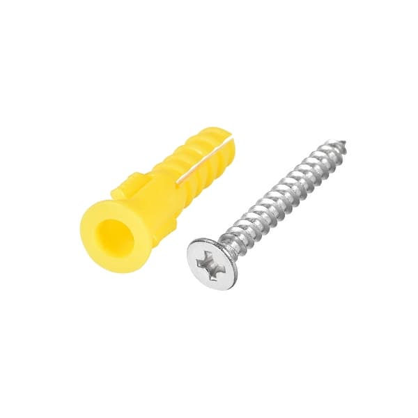 6x30mm Plastic Expansion Tube Pipe for Drywall with Screws Yellow 15pcs ...