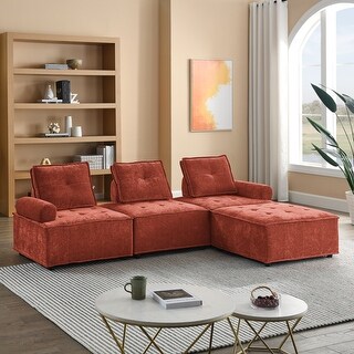 Red L-Shape Modular Sectional Sofa with Custom Configurations - Bed ...