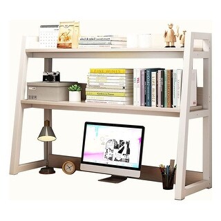 Computer Desktop Bookcase, 2-Tier Multipurpose Ladder Countertop Hutch ...