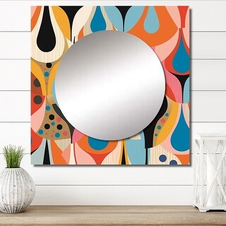 Designart "Retro Abstract Drops XIII" Abstract Geometric Wall Mirror ...