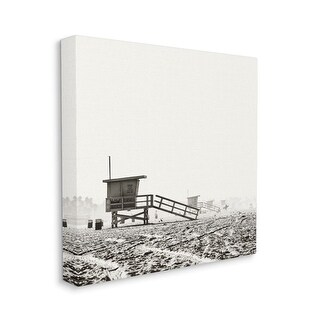 Stupell Vintage Row of Lifeguard Stands on Beach Canvas Wall Art - Bed ...