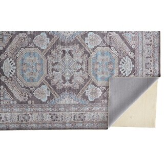 HomeRoots 9' X 12' Gray Taupe And Blue Floral Area Rug - 9' x 12' - Bed ...