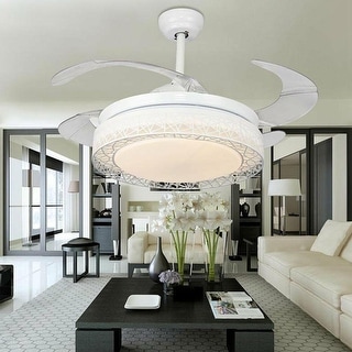 Crystal LED Chandelier Invisible Ceiling Light Lamp w/ Remote Control ...