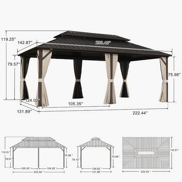 PURPLE LEAF Gazebo Outdoor Gazebo with Dual-Layer Galvanized Steel ...