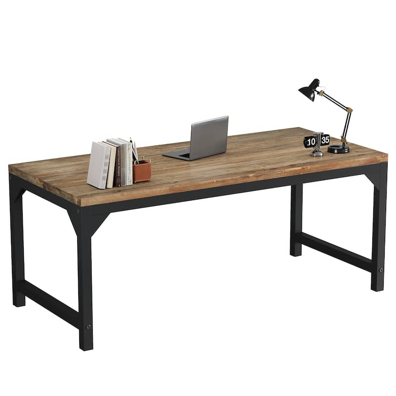 63 Inch Executive Desk for Home Office, Solid Wood Rustic Simple ...