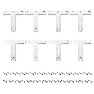 T Shape Bracket, 80x80x1mm Stainless Steel Mending Plate w Screws 8Pcs ...