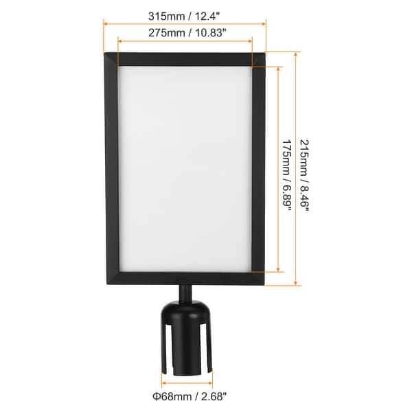 12.4x8.5 Inch Stanchion Sign Holder Top Sign Frame Vertical Display ...