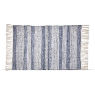 Augustine Blue Stripe Plastic Woven Rug, Indoor Mat, 24L x 36W Inches ...