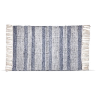 Augustine Blue Stripe Plastic Woven Rug, Indoor Mat, 24L x 36W Inches ...