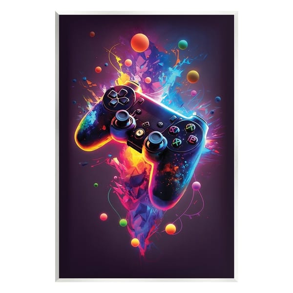 Stupell Bold Prismatic Gaming Controller Wall Plaque Art by CyberGeek ...