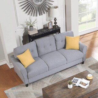 Living Room Sofa Linen Upholstered Couch Furniture for Home or Office ...