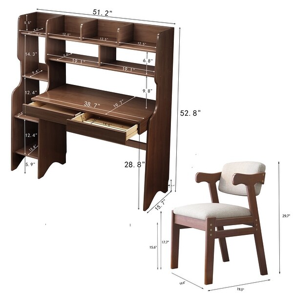 Kids Study Desk with Chair Wooden Children Table with Bookshelf Simple Writing Table On Sale Bed Bath Beyond 41132701