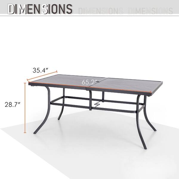 Sophia & William Metal Patio Dining Table Black Rectangular Outdoor ...