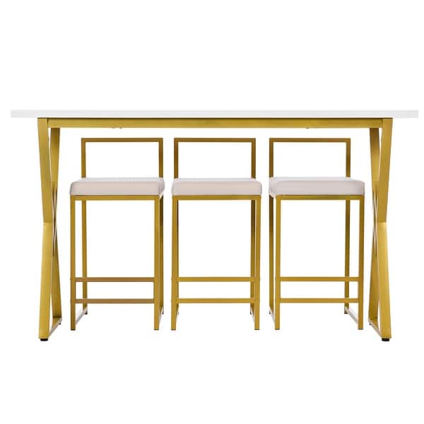 Modern 4-Piece Counter Height Extra Long Console Bar Dining Table Set ...