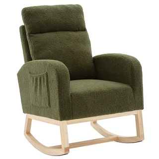 Modern Accent Rocking Chair With Solid Wood Legs,Upholstered Nursery ...