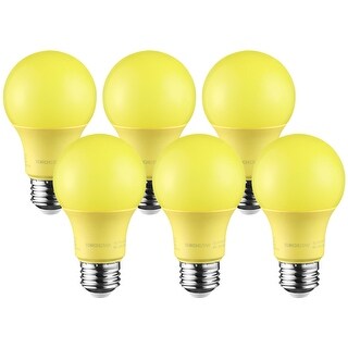LED A19 Yellow Bulbs, 8W, E26 Base, Bug-Free Lights for Outdoor Spaces ...