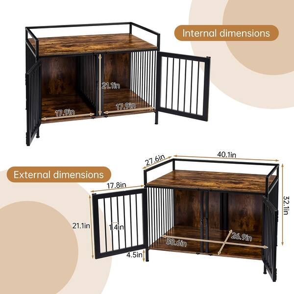 Wooden Double Dog Crate with Divider Removable Panel - Bed Bath ...