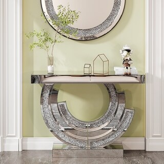 3C-Shaped Diamond Console Table – Mirrored Hallway & Living Room Décor ...