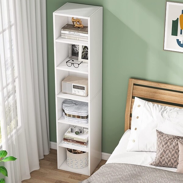 70.9 Inches 6 tier Tall Narrow Bookshelf Bookcase for Home Office