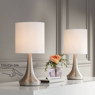 Modern Accent Table Lamps 13" High Set of 2 Nickel Touch On Off - 6" x ...