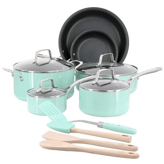 Martha Stewart Lockton 14 Piece Ceramic Nonstick Aluminum Cookware Set ...