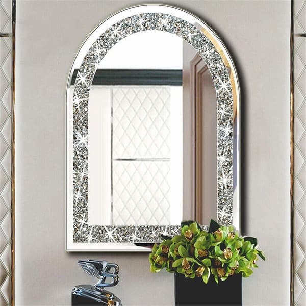 Crushed Diamond Decor Long Arch Top Glass Mirror - Bed Bath & Beyond ...