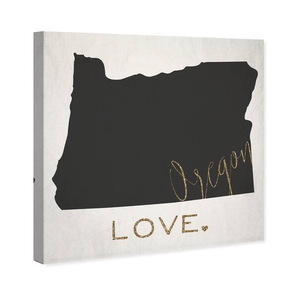 Oliver Gal 'Oregon Love' Maps and Flags Wall Art Canvas Print - Black ...