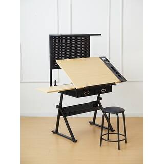 Adjustable drafting table with metal aperture plate slot, drawer and ...