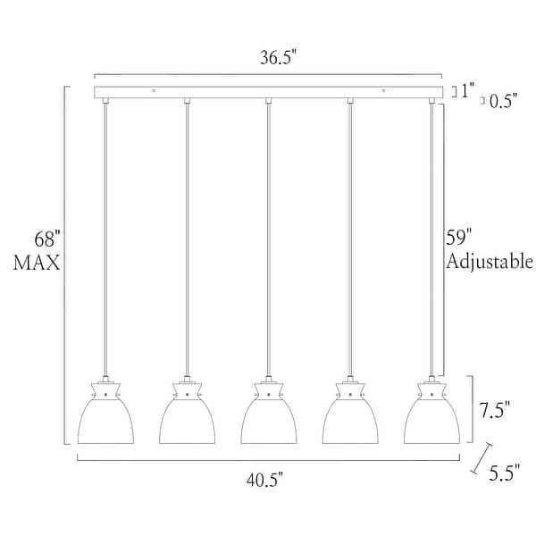 Elisie Modern Linear 40-inch Chandelier Cluster Water Glass Pendant Light Hammered Kitchen ...