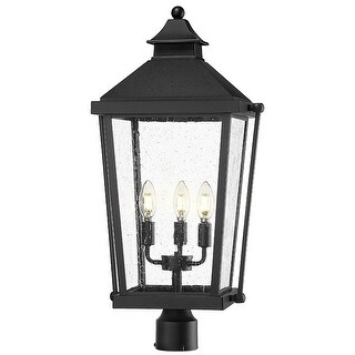 26'' 3-Light Taper Candle Post Light with Seeded Glass - Bed Bath ...