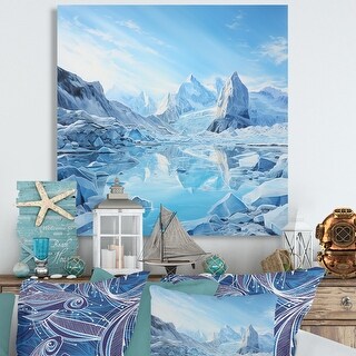 Designart "Glacier Winter Scenery In Greenland" Glacier Wall Art - Bed ...