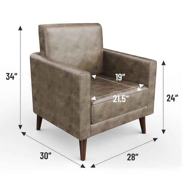 Single Sofa Leather Armchair with Solid Wood Legs Sofa - Bed Bath ...