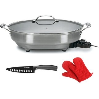 Cuisinart 1500W Nonstick Electric Skillet, Stainless with Knife Bundle ...