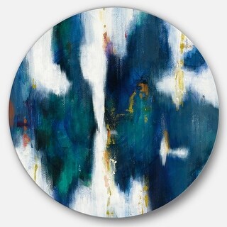 Designart 'Blue Glam Texture I' Glam Metal Circle Wall Art - Bed Bath ...