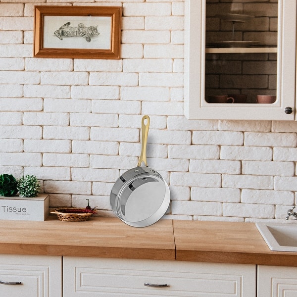 IH Casa Decor Stainless Steel Mini Fry Pan With Brass Handle 400Ml ...