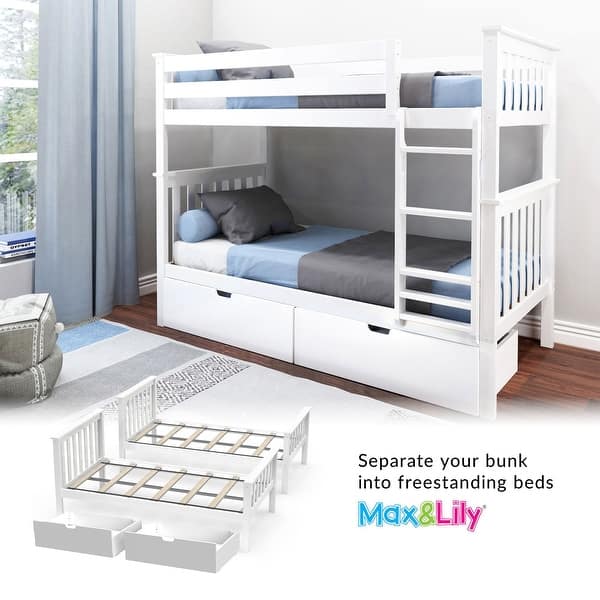 Max and Lily Twin Bunk Bed with Storage Drawers - On Sale - Bed Bath ...